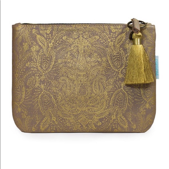 Papaya | Bags | Golden Agesetched Leaf Tassel Clutch Carry All | Poshmark